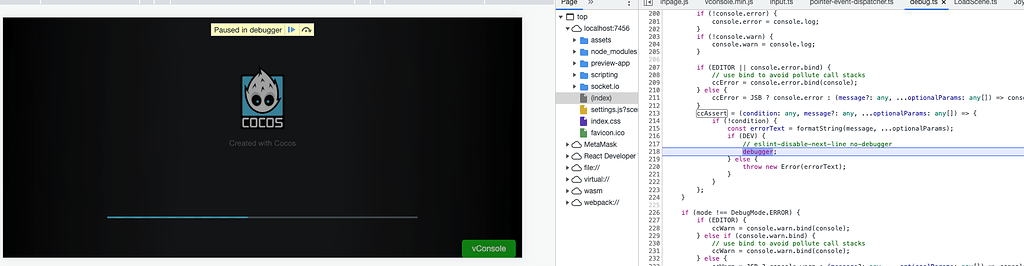 3.7.2 h5 导入场景资源的是事后，打开游戏一直debugger - Creator 3.x - Cocos中文社区