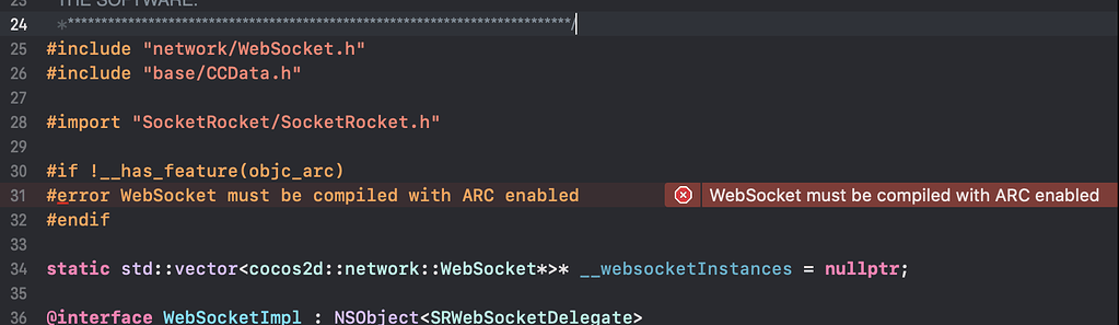 WebSocket must be compiled with ARC enabled - Creator 2.x - Cocos中文社区