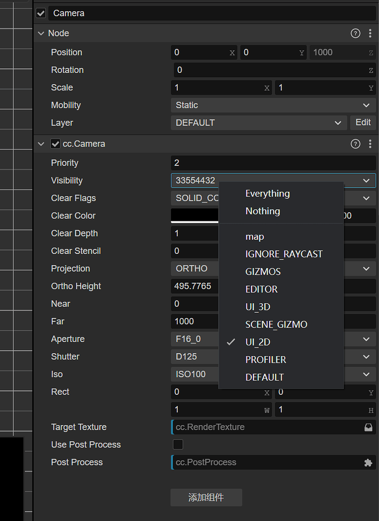 我有2个camera，一个渲染地图，一个渲染UI，但是只会同时渲染一个，请问下怎么设置 - Creator 3.x - Cocos中文社区