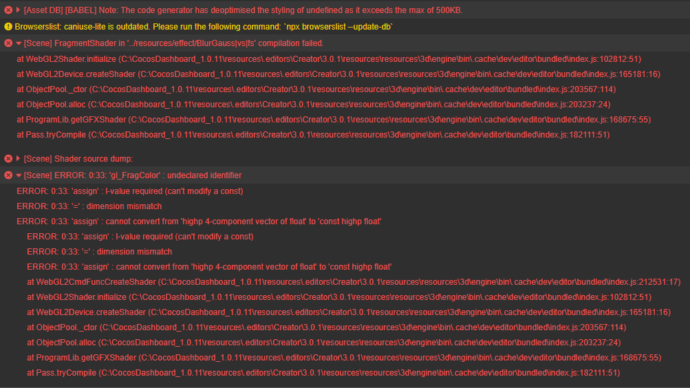 'gl_FragColor' : undeclared identifier - Creator 3.x - Cocos中文社区