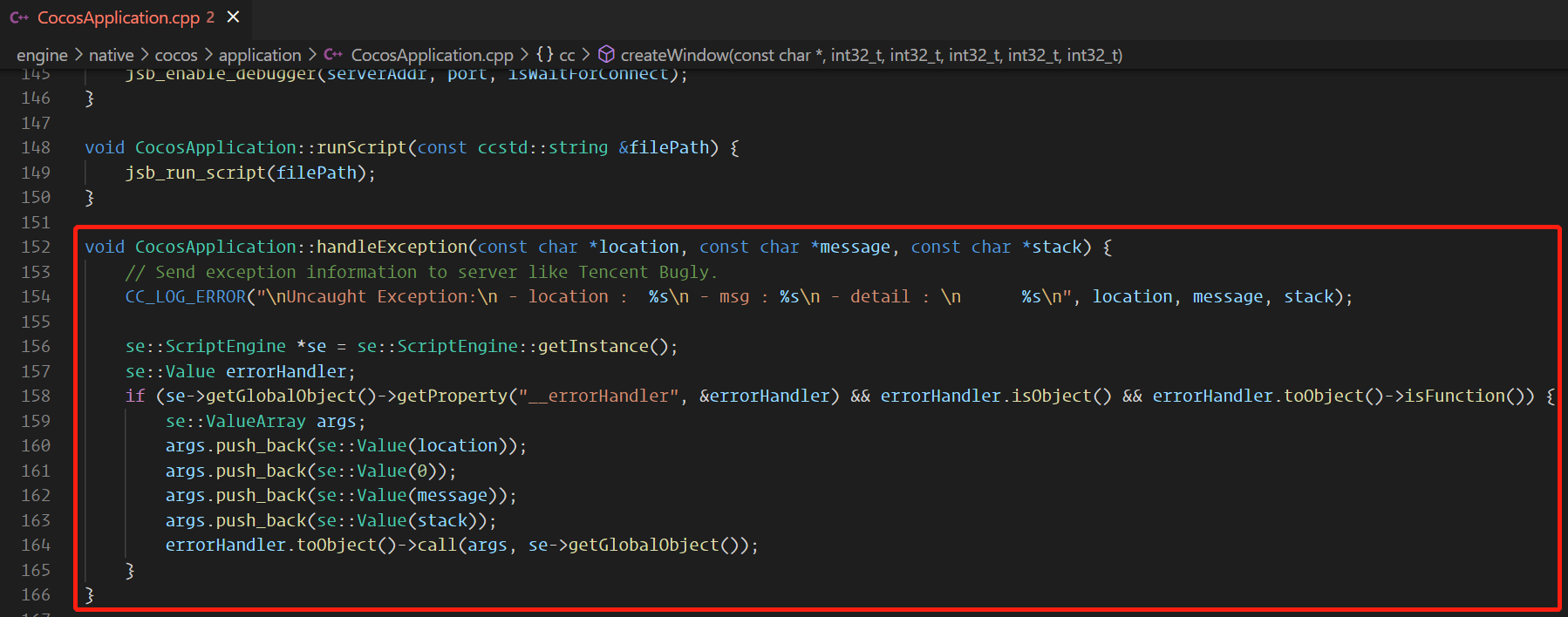 请教C++问题。3.6.1 Android端如何让Uncaught Exception 回调到"__errorHandler" 中 ...